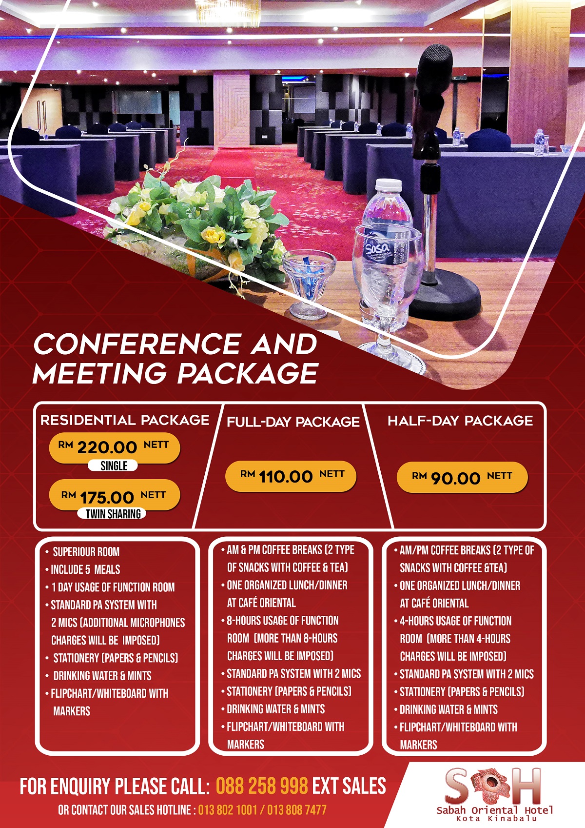Conference Room Capacities – Sabah Oriental Hotel | KK City Hotel ...