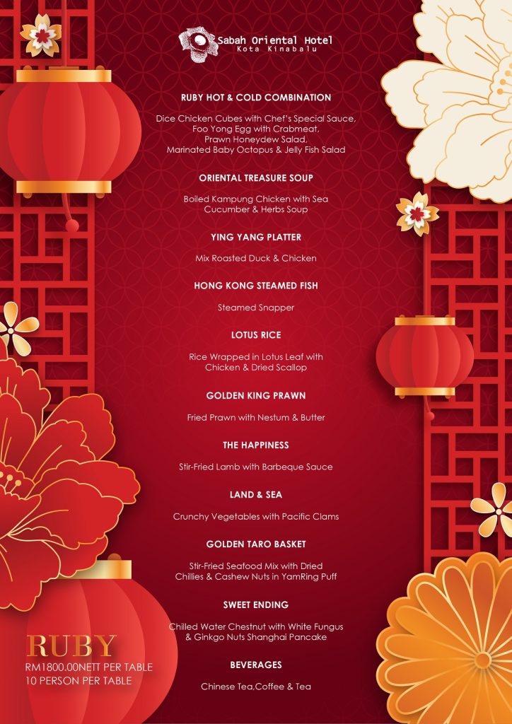 Chinese Wedding Menu - Crystal Crown Hotel Kota Kinabalu